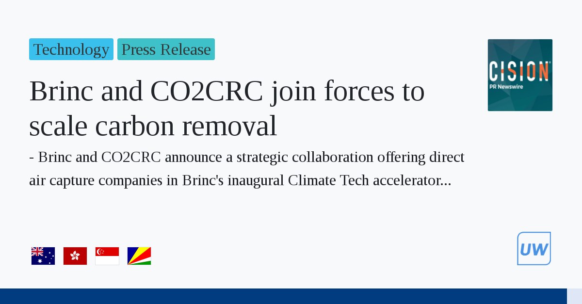 Brinc and CO2CRC join forces to scale carbon removal - News, Events ... Brinc and CO2CRC join forces to scale carbon removal - News, Events ...